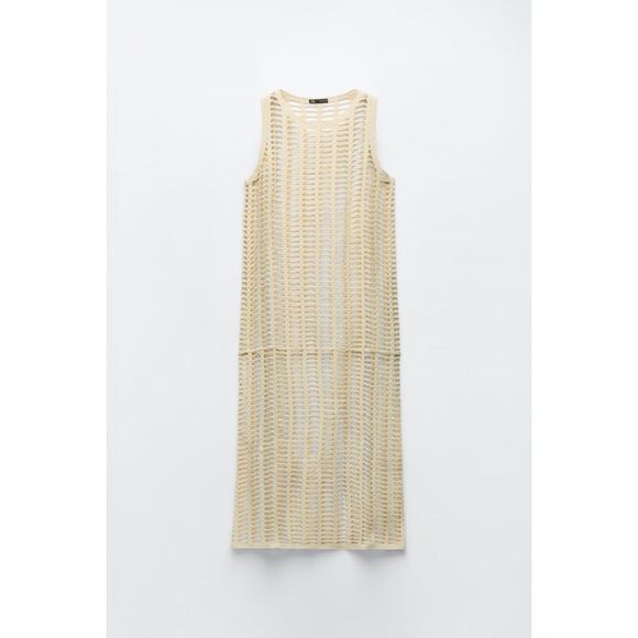 Zara | Dresses | Zara Gold Metallic Thread Mesh Tunic Dress | Poshmark